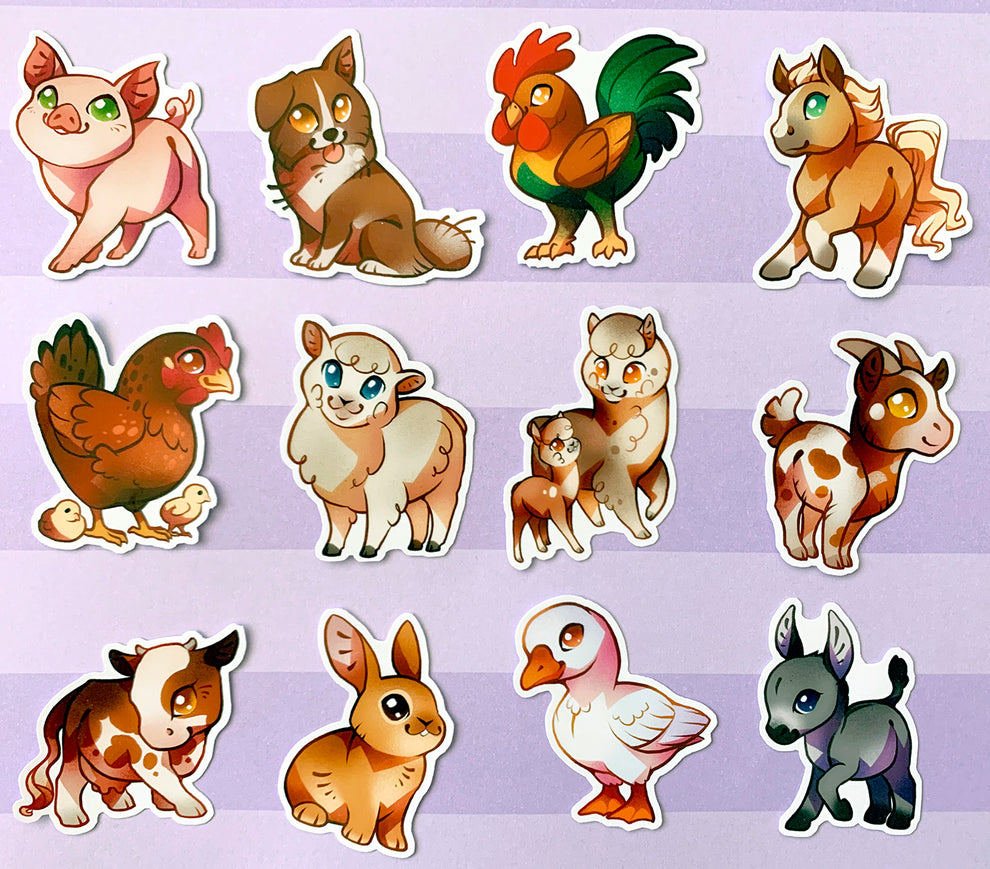 Adorable Farm Animals Sticker Set – Shinepaw Design