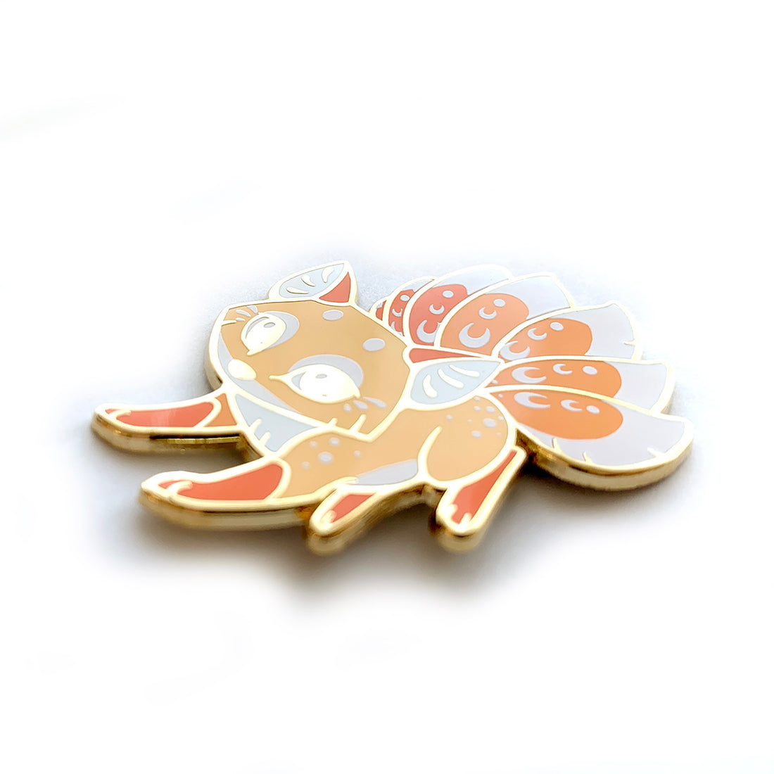 Orange Kitsune Enamel Pin – Shinepaw Design